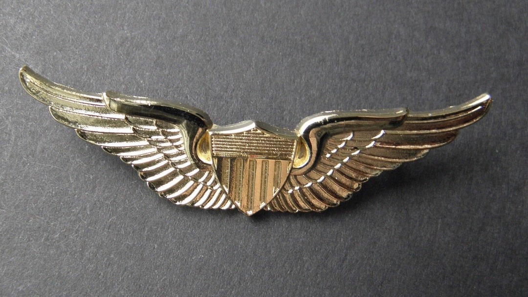 Us Army Aviation Basic Gold Colored Aviator Wings Lapel Pin Badge 2.6 ...