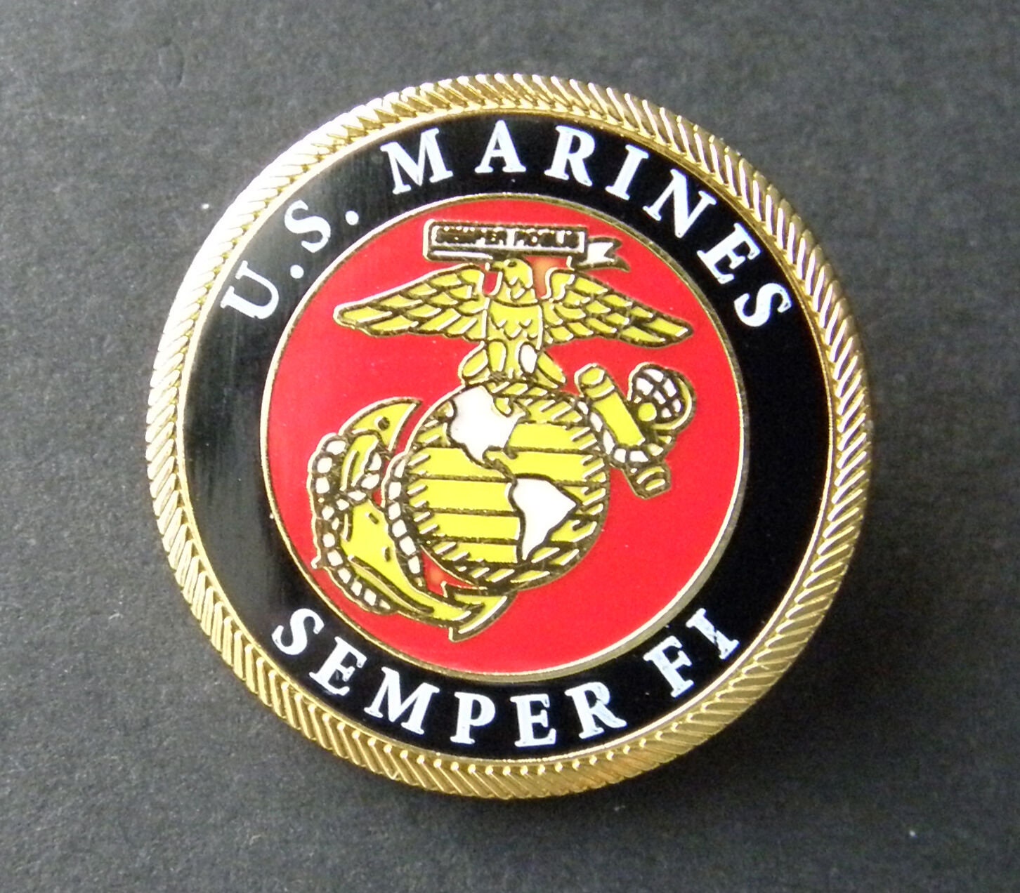 Us Marines Semper Fi Usmc Marine Corps Round Lapel Hat Pin Badge 1 Inch ...