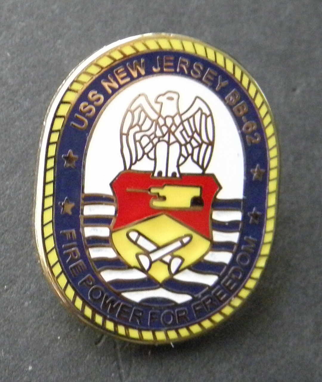Uss New Jersey Battleship Bb-62 Us Navy Emblem Lapel Pin Badge 1 Inch ...