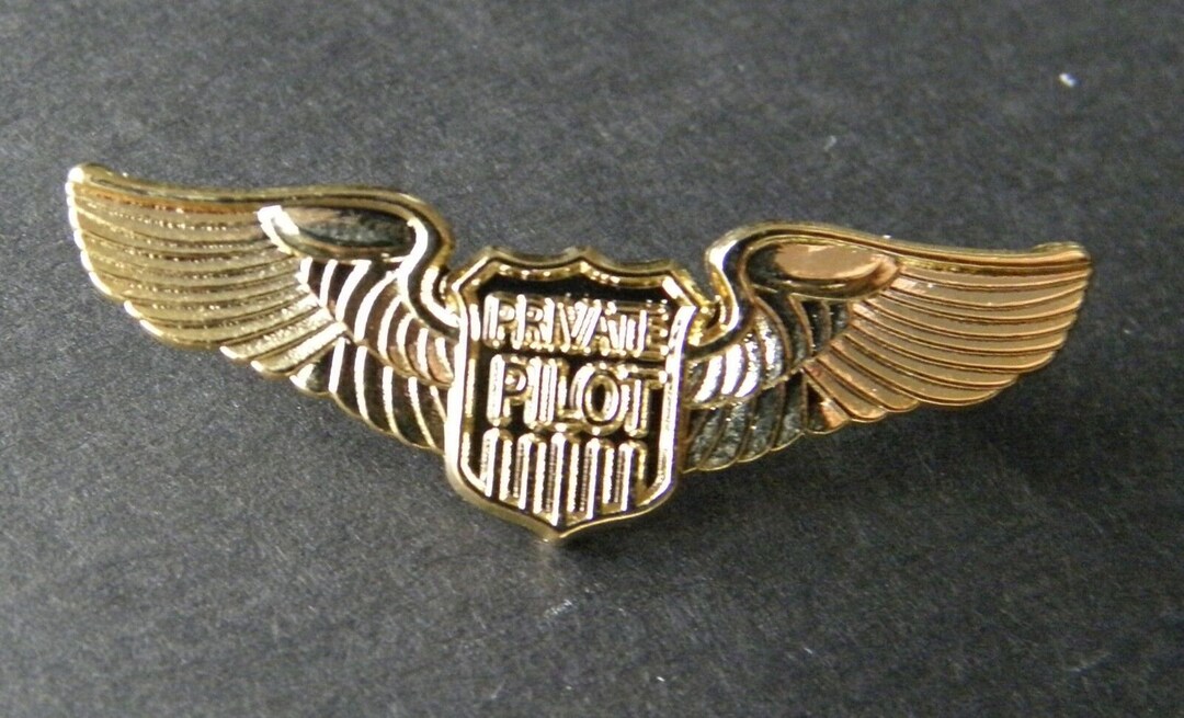 Private Pilot Aircraft Civilian Gold Colored Wings Lapel Pin Badge 1.5 ...