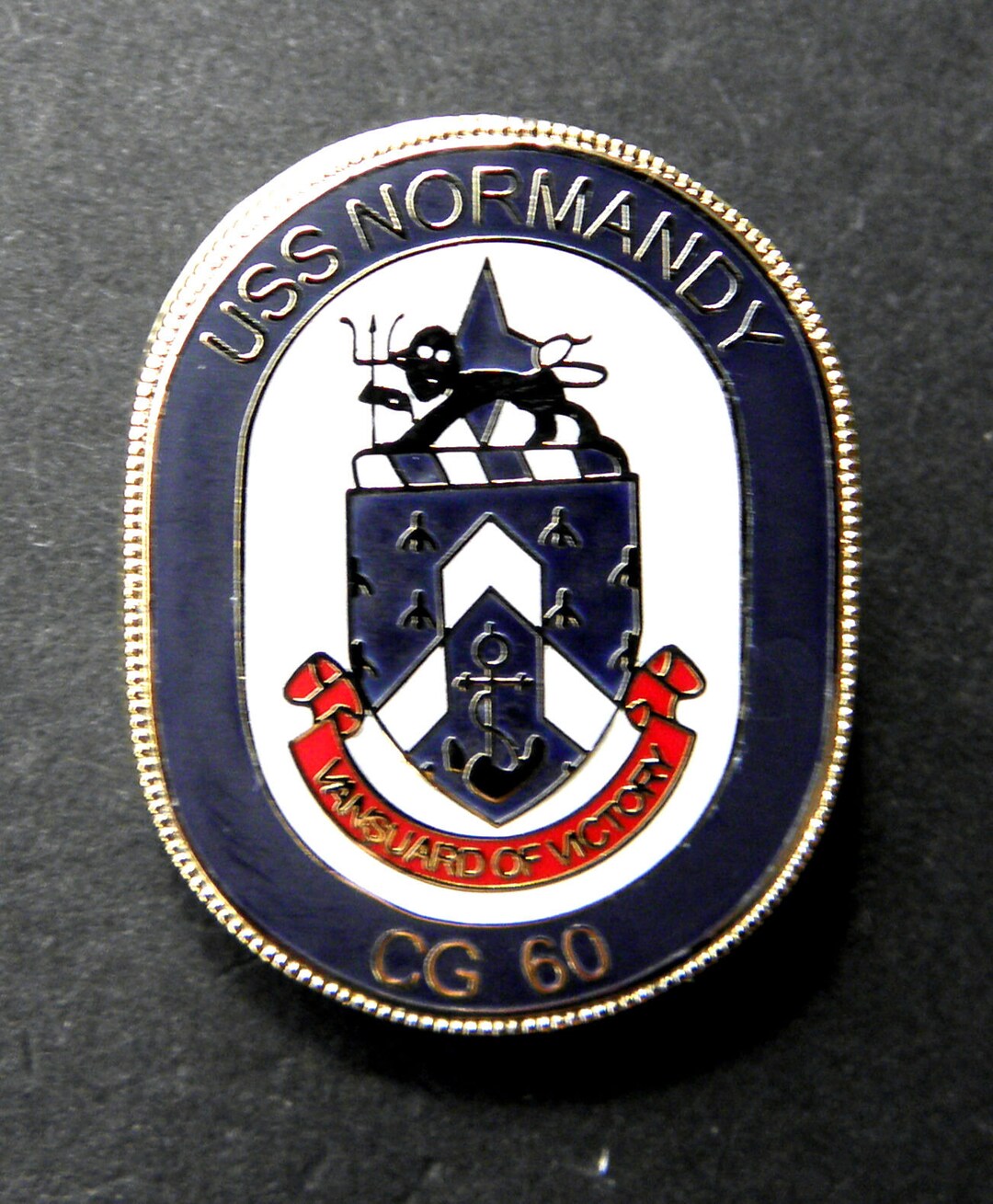Uss Normandy Vanguard of Victory Cruiser Cg-60 Us Navy Lapel Pin Badge ...