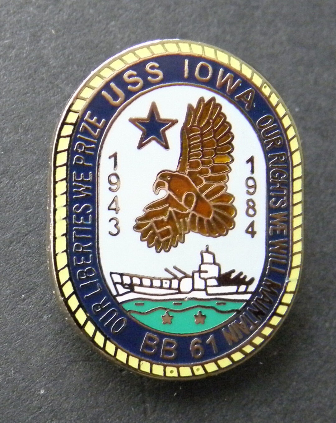 Uss Iowa Battle Ship Us Usn Navy Lapel Pin Badge 1 Inch - Etsy