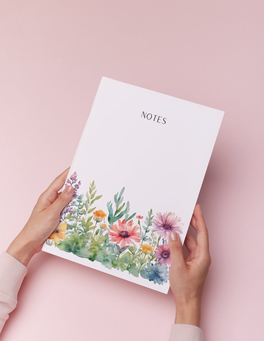 Printable Notes Pages, Blank Unlined - Watercolor Floral - US Letter ...