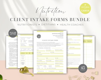 Nutrition Coach Client Intake Form Bundle Download - Etsy