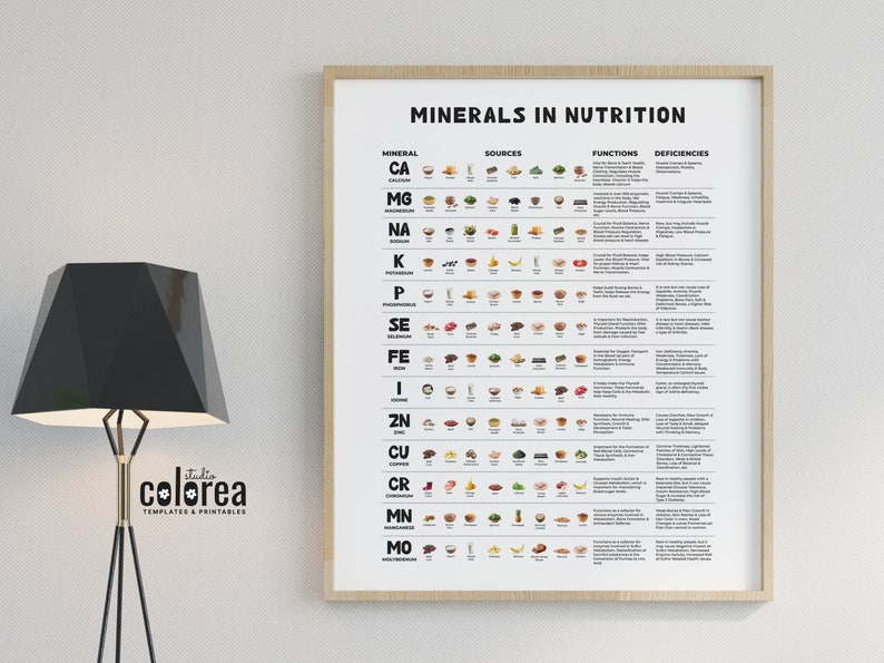 Minerals Chart | Minerals Food List | Nutrition Poster | Health Coach ...