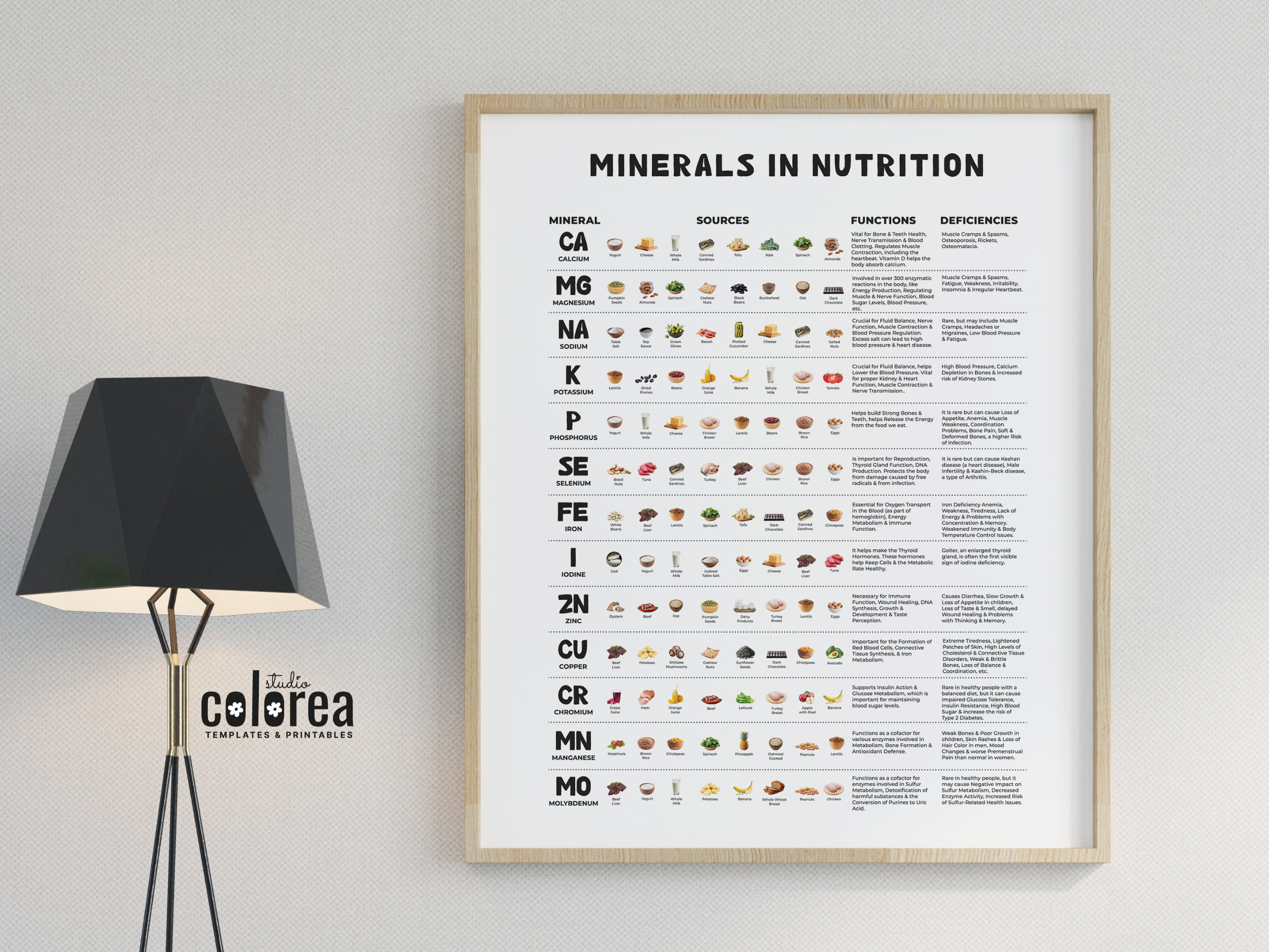 Minerals Nutrition Guide Poster | Health Education (digital Download ...