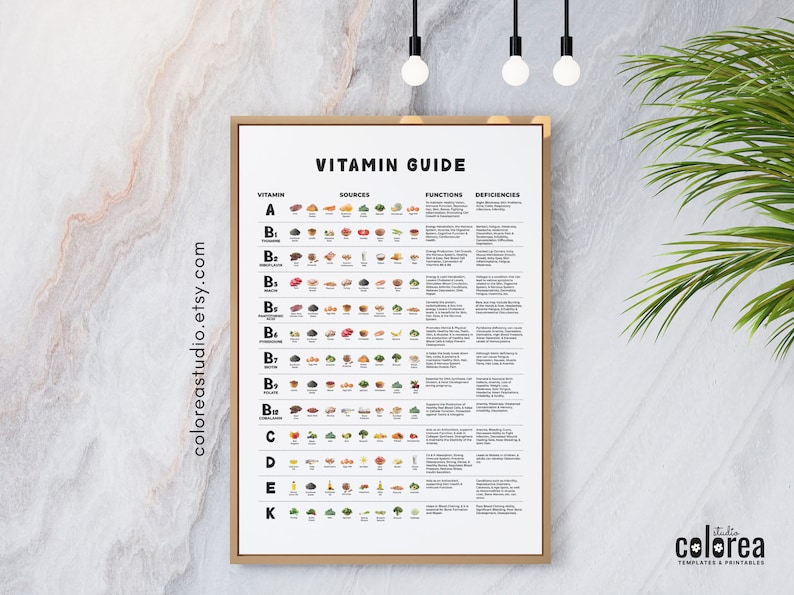 Vitamins Guide Poster | Nutrition Education, Food Sources (digital ...