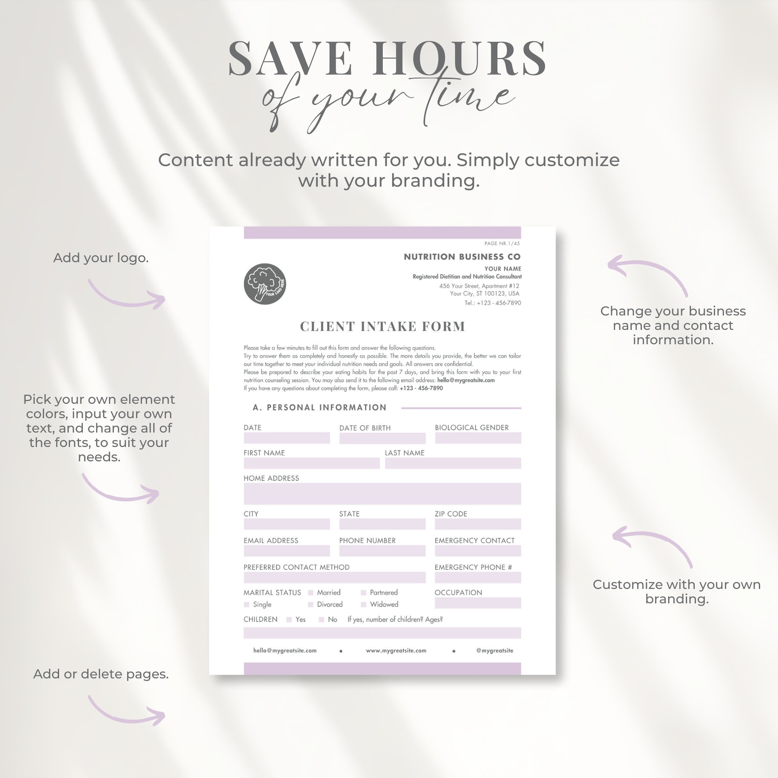 Nutrition Client Intake Form Bundle | Nutrition Coaching Template ...
