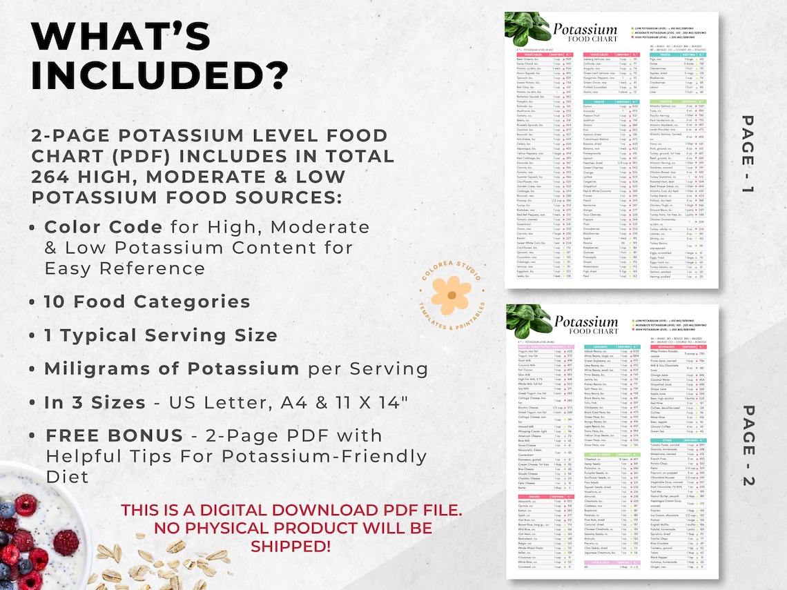 Low Potassium Food List | High Potassium Food List | Potassium Level ...