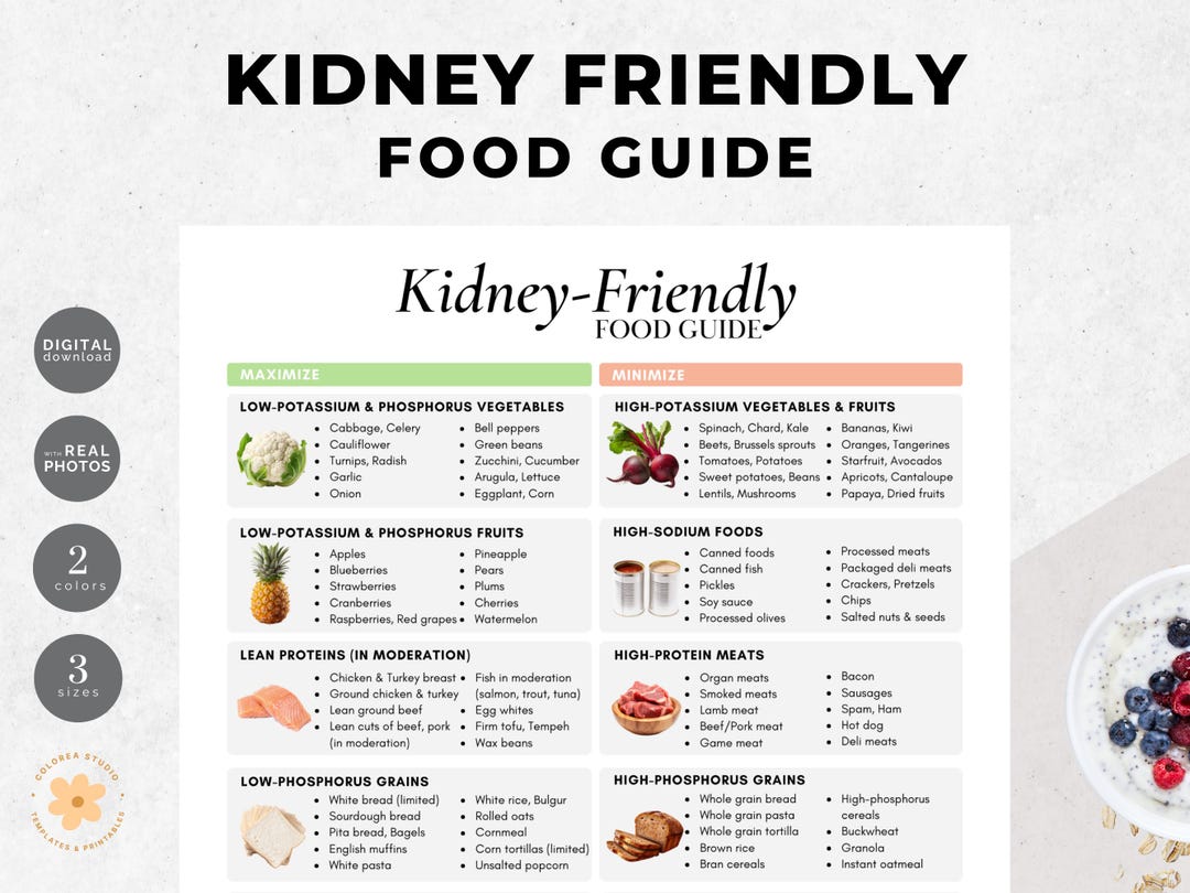 Kidney Friendly Food Guide, Renal Diet List (digital Download) - Etsy