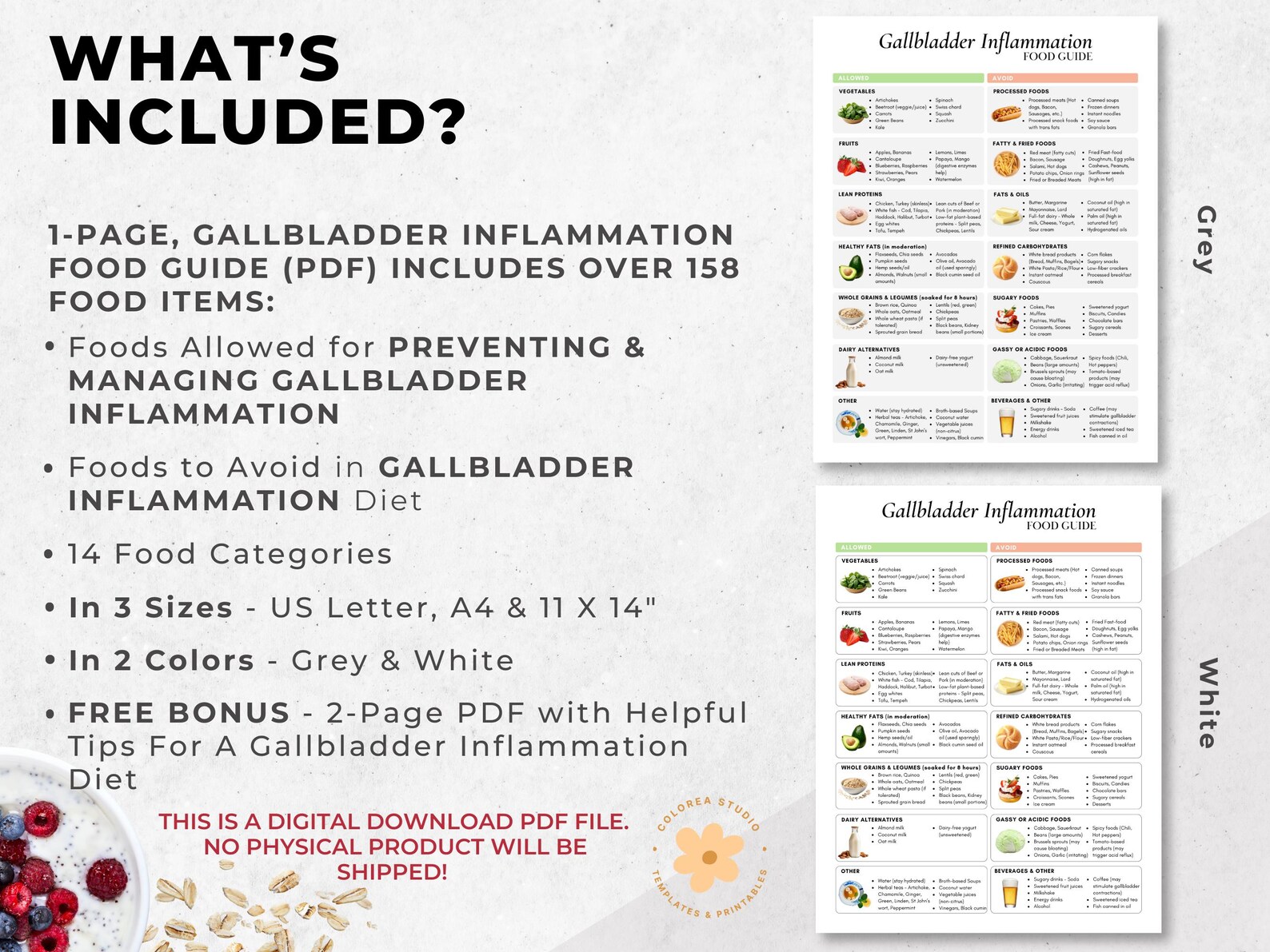 Gallbladder Inflammation Food Guide, Diet for Cholecystitis, Low Fat ...