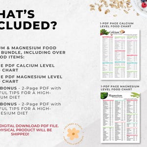 Calcium & Magnesium Food Charts Bundle - Etsy