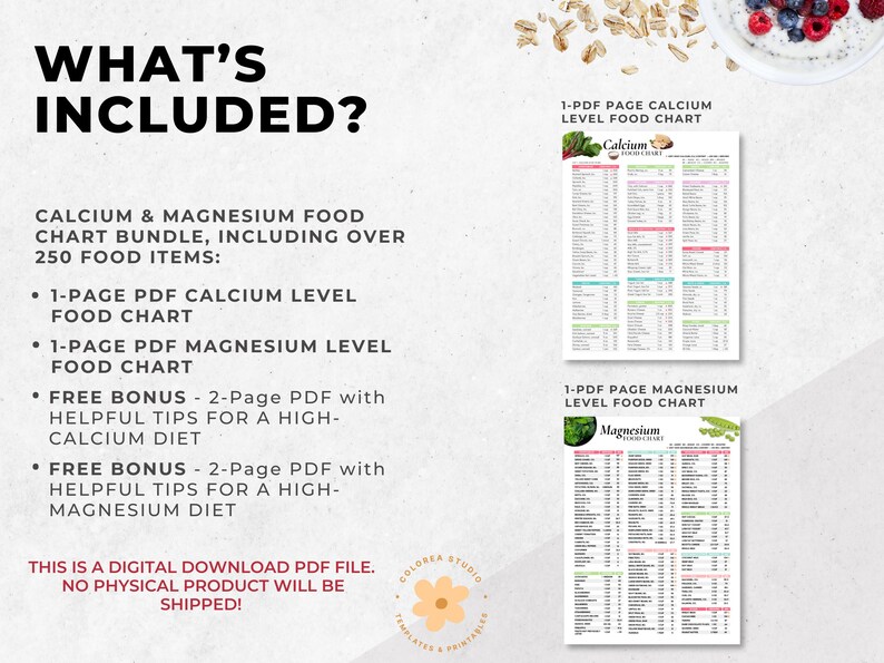 Calcium & Magnesium Food Charts Bundle - Etsy