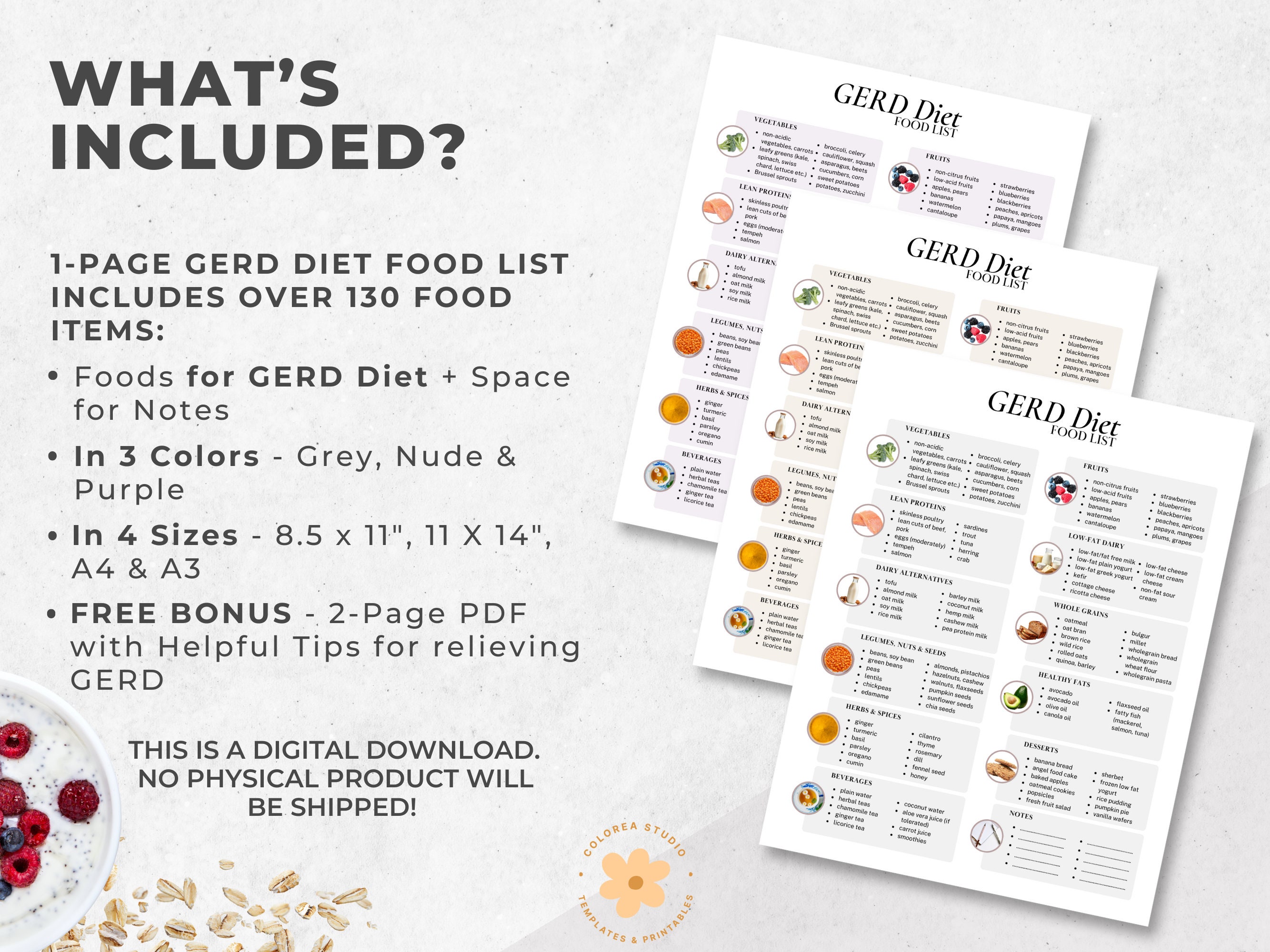 GERD Food List Acid Reflux Food List GERD Food Guide Gastritis Food ...