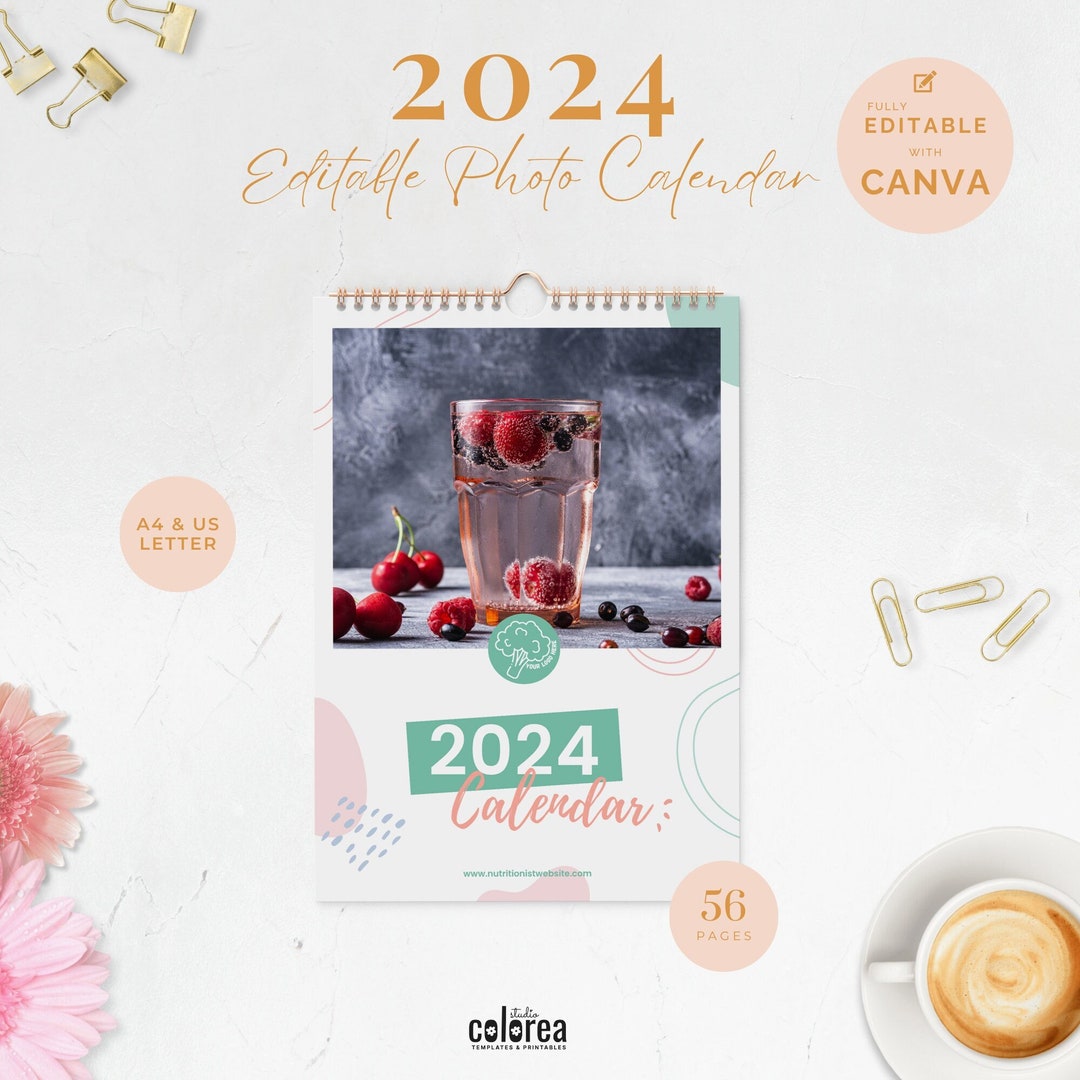 2024 Calendar Template | Editable Photo Calendar | Digital Download ...