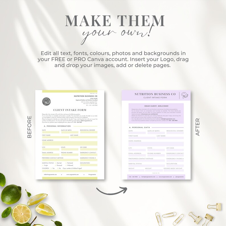 Nutrition Client Intake Form Bundle | Nutrition Coaching Template ...