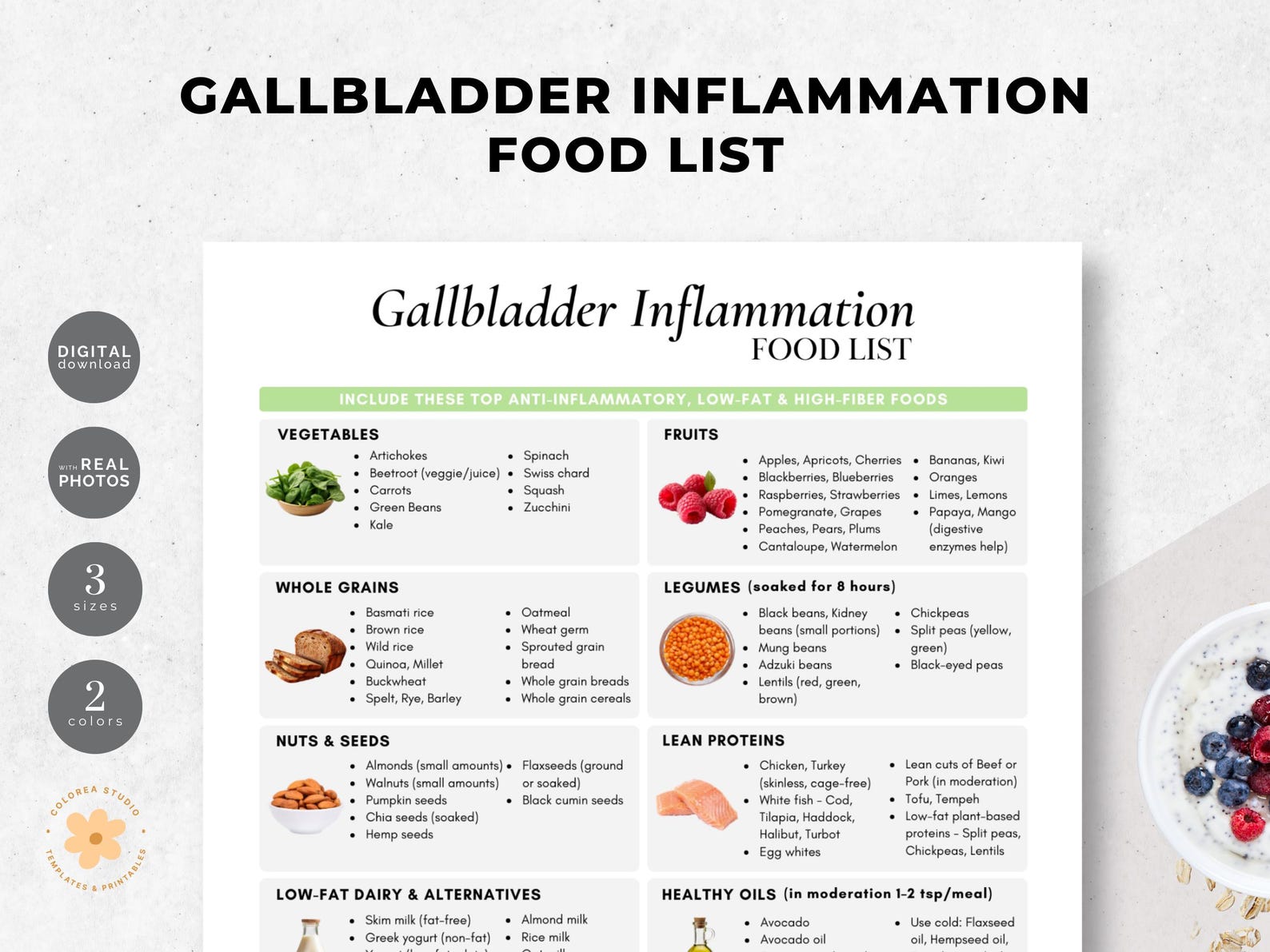 Gallbladder Inflammation Food List, Diet for Cholecystitis, High-fiber ...
