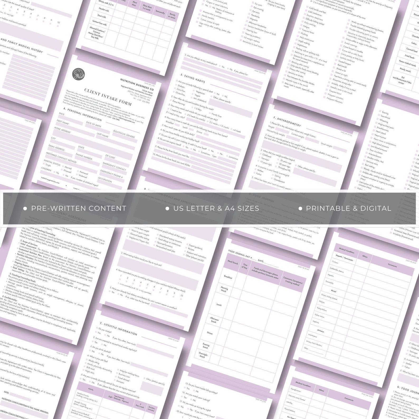 Nutrition Client Intake Form Bundle | Nutrition Coaching Template ...