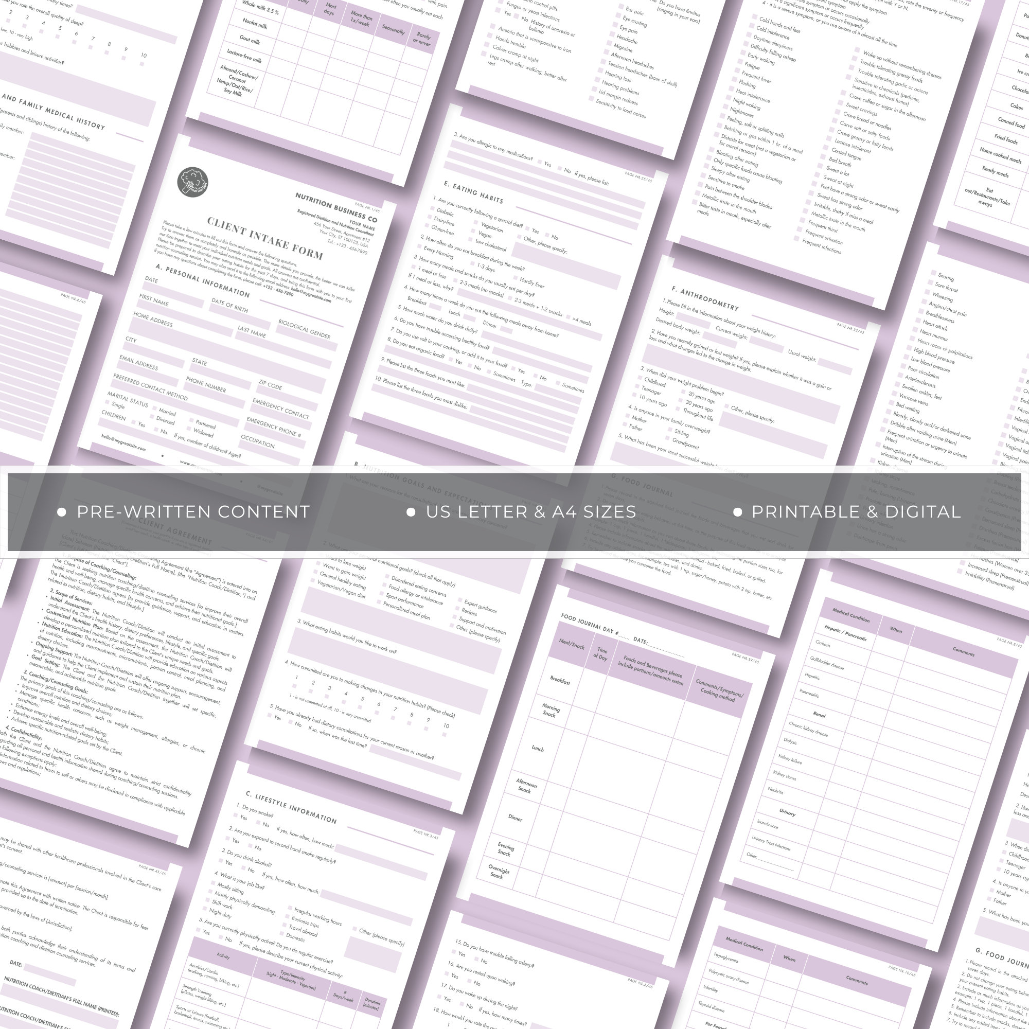 Nutrition Client Intake Form Bundle | Nutrition Coaching Template ...