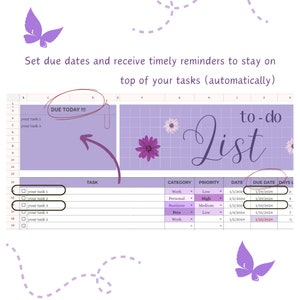 To-do List Template Spreadsheet Google Sheets Task Tracker Digital ...
