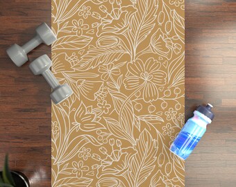 Trendy Neutral Yoga Mat Cute Abstract Squiggles Yellow Yoga - Etsy