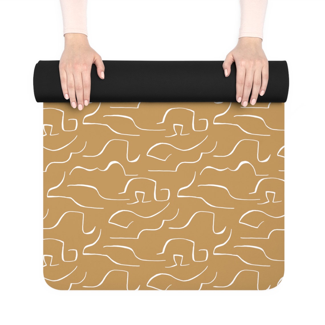 Trendy Neutral Yoga Mat Cute Abstract Squiggles Yellow Yoga - Etsy