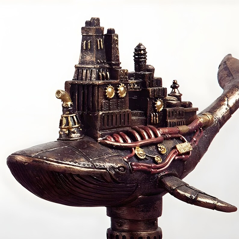 Steampunk Leviathan Statue Whale Boat Sculpture, Submarine Figurine ...