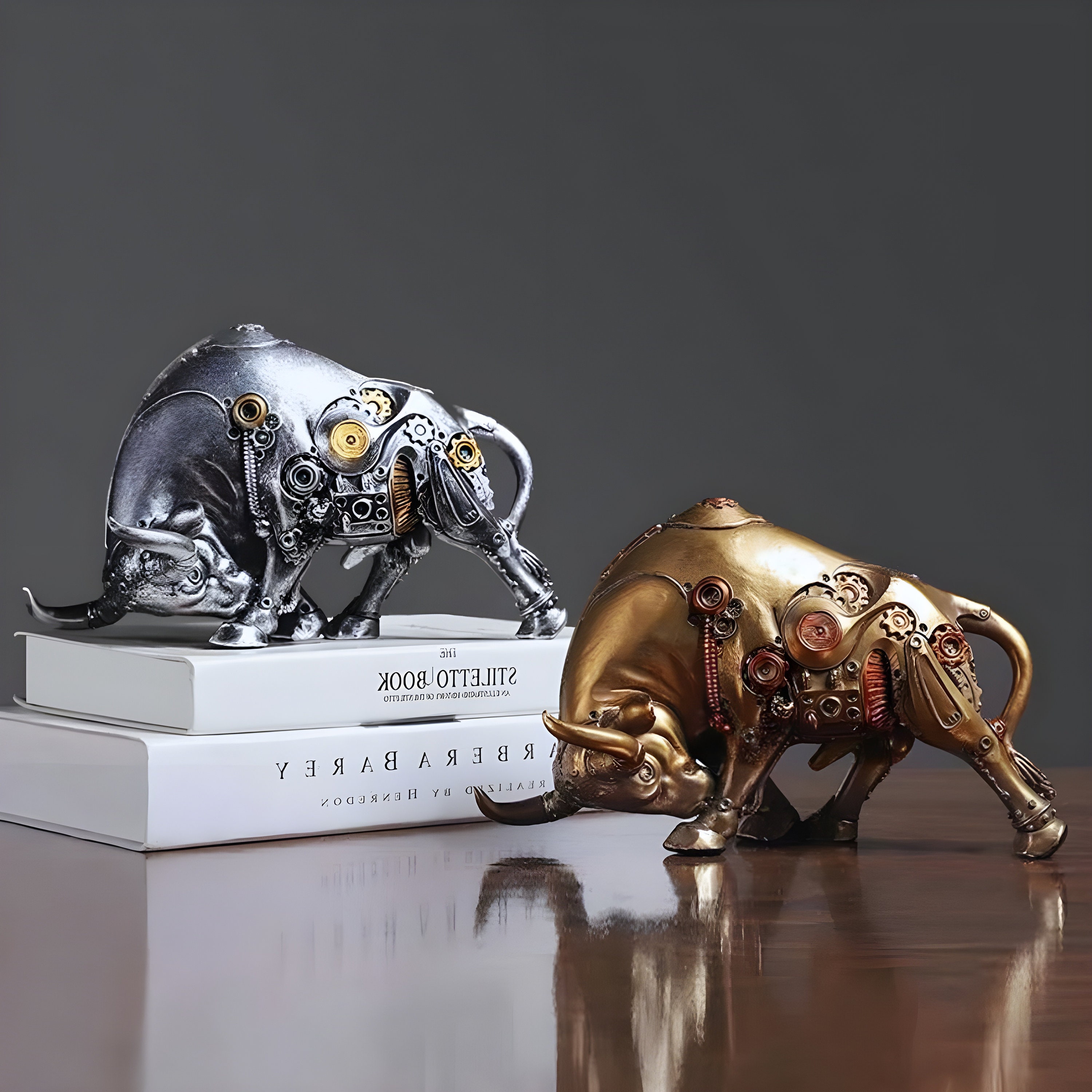 Steampunk Bull Statue Steam Powered Bull, Animal Sculpture, Futuristic ...