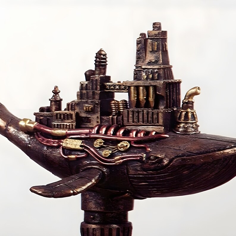 Steampunk Leviathan Statue Whale Boat Sculpture, Submarine Figurine ...