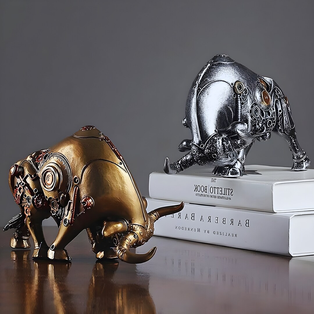 Steampunk Bull Statue Steam Powered Bull, Animal Sculpture, Futuristic ...