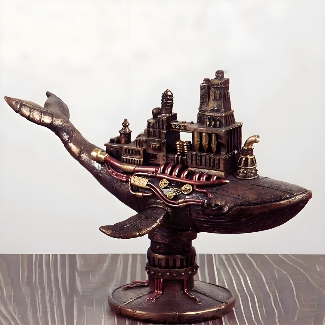 Steampunk Leviathan Statue Whale Boat Sculpture, Submarine Figurine ...