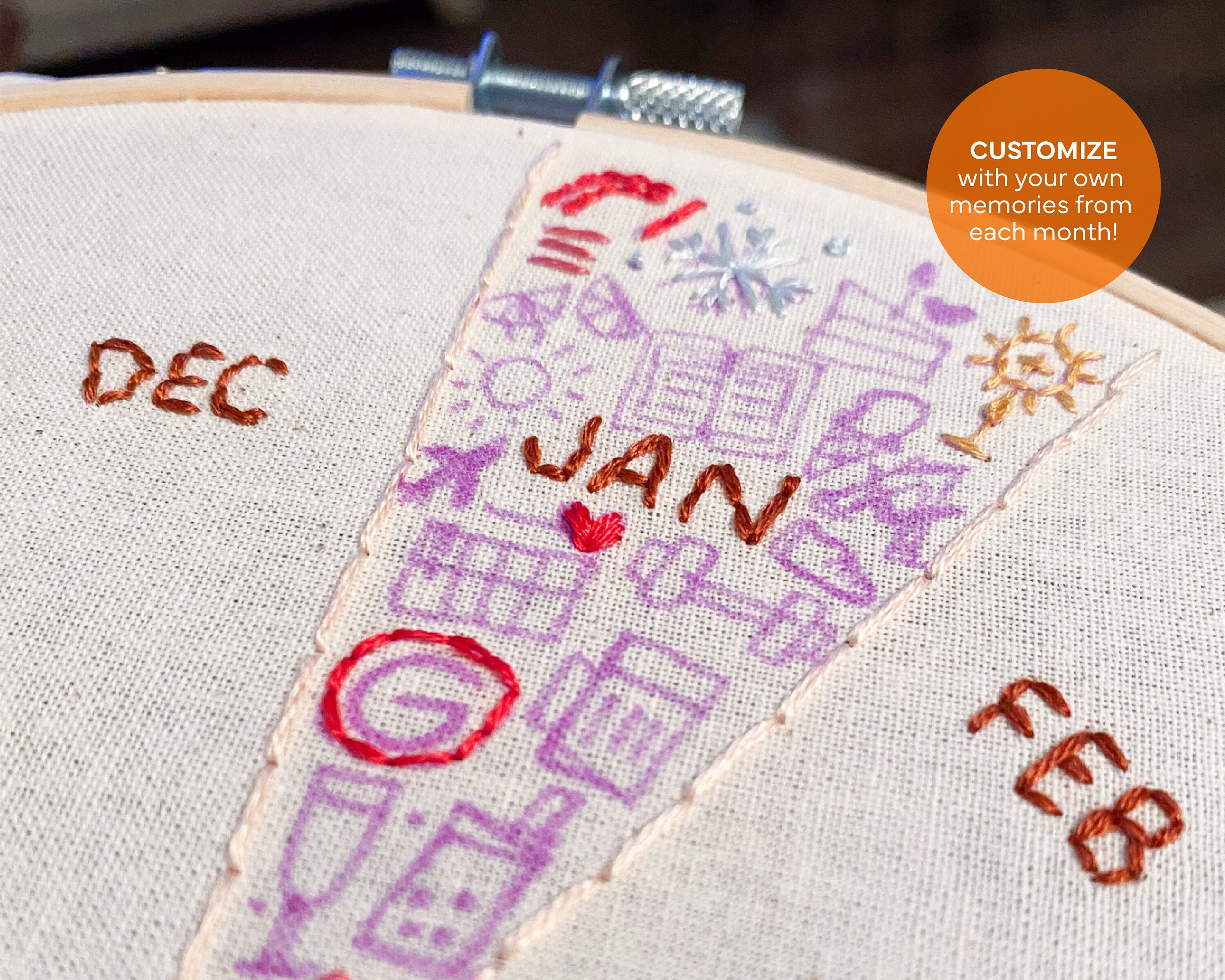 2024 Embroidery Calendar PDF Embroidery Pattern | Customizable Hand ...