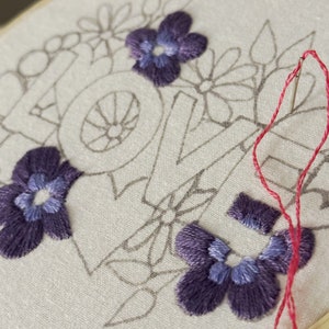 LOVE and Flowers PDF Embroidery Pattern | Hand Embroidery Pattern ...