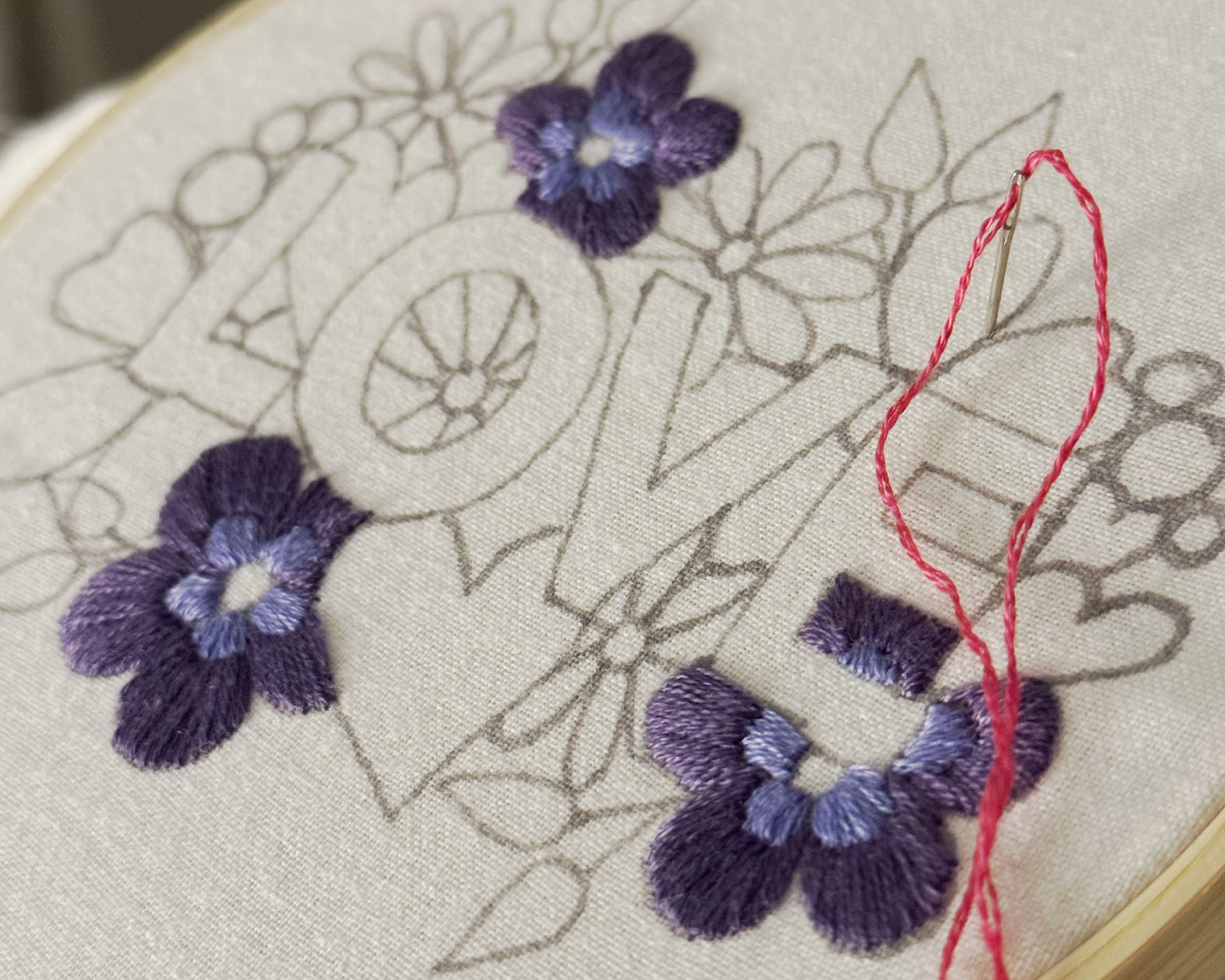 LOVE and Flowers PDF Embroidery Pattern | Hand Embroidery Pattern ...