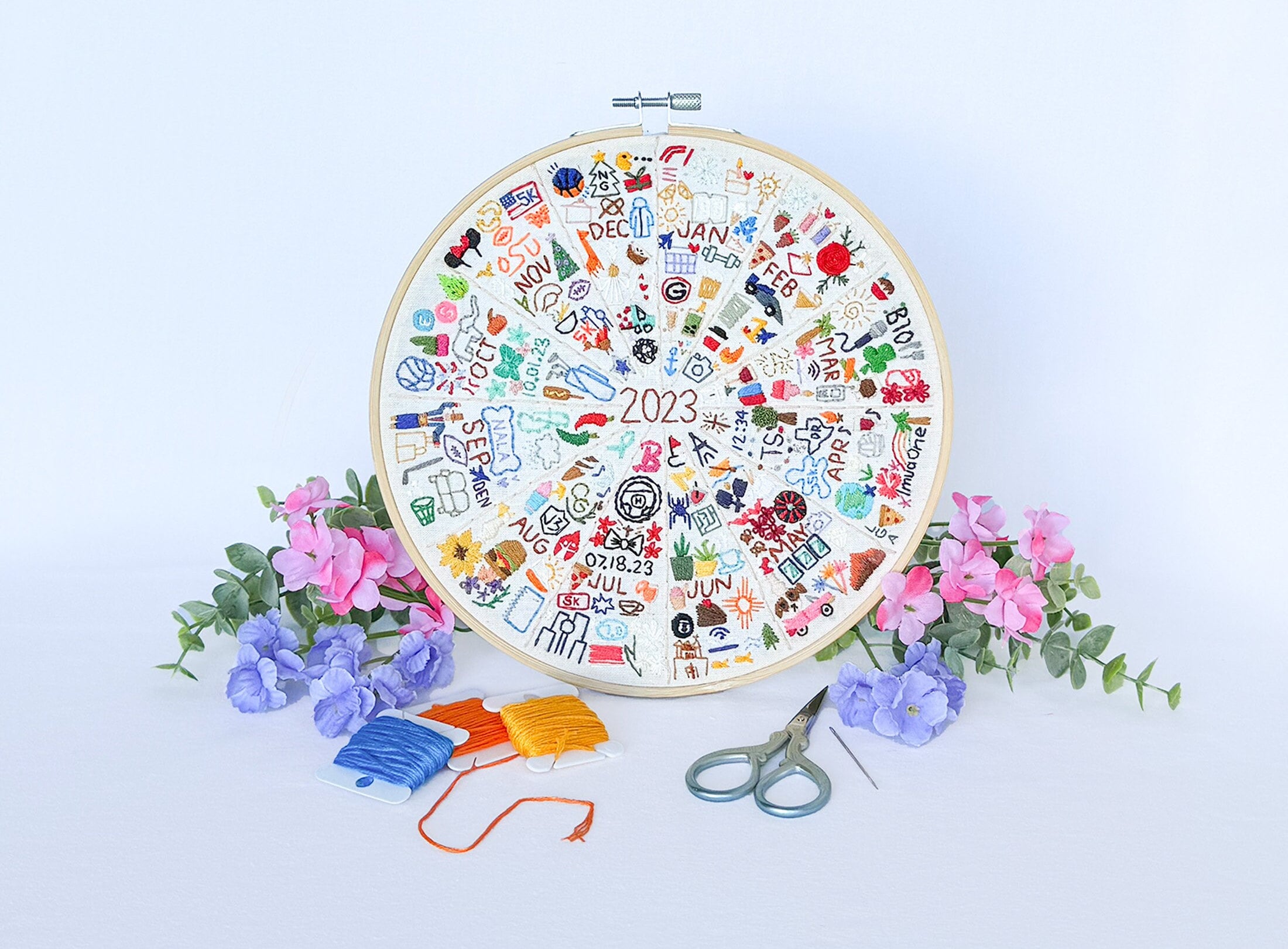 2024 Embroidery Calendar PDF Embroidery Pattern | Customizable Hand ...