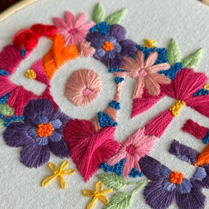 LOVE and Flowers PDF Embroidery Pattern | Hand Embroidery Pattern ...