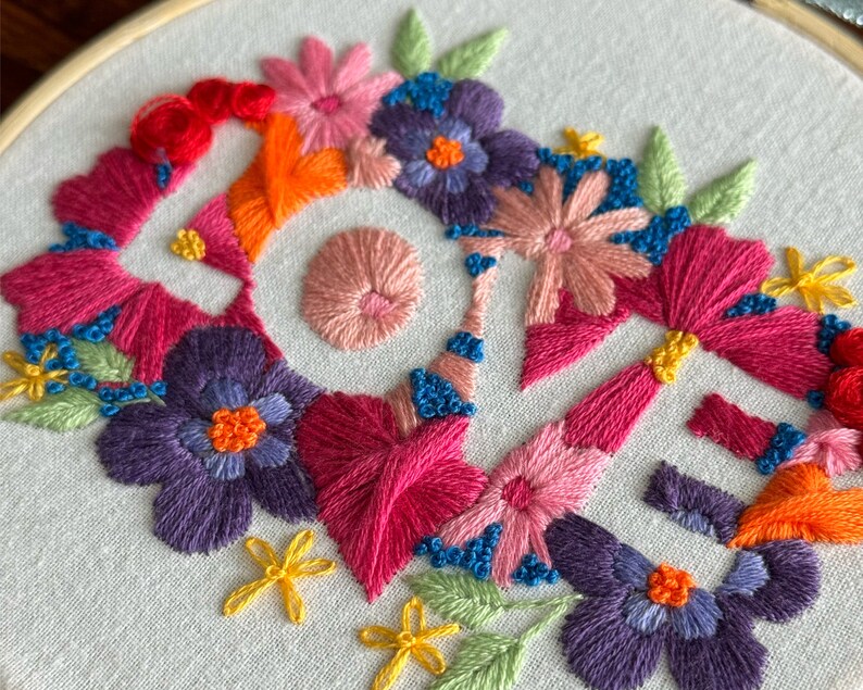 LOVE and Flowers PDF Embroidery Pattern | Hand Embroidery Pattern ...