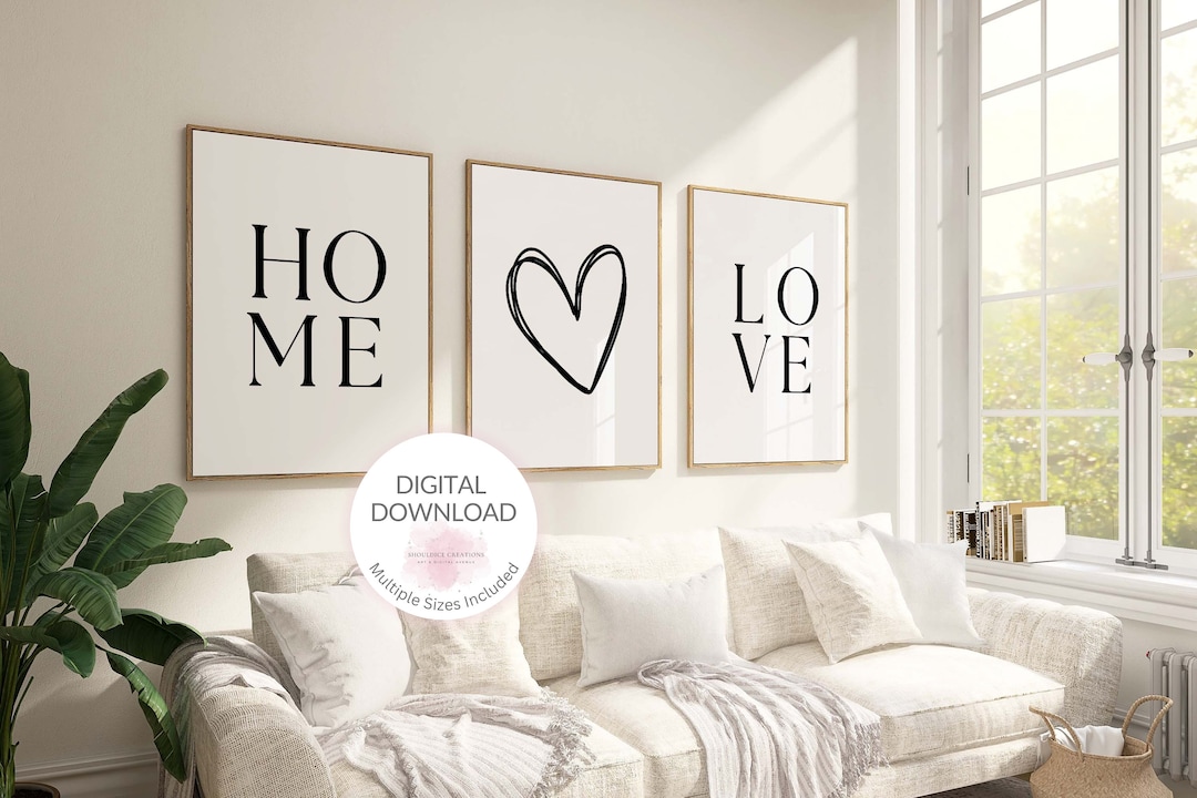 Home, Love and Heart | Printable Home Wall Art | Home and Room Decor ...