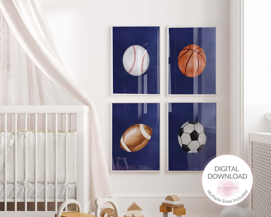 Sports Balls | Watercolour Images | Printable Wall Art | Sports Fan ...