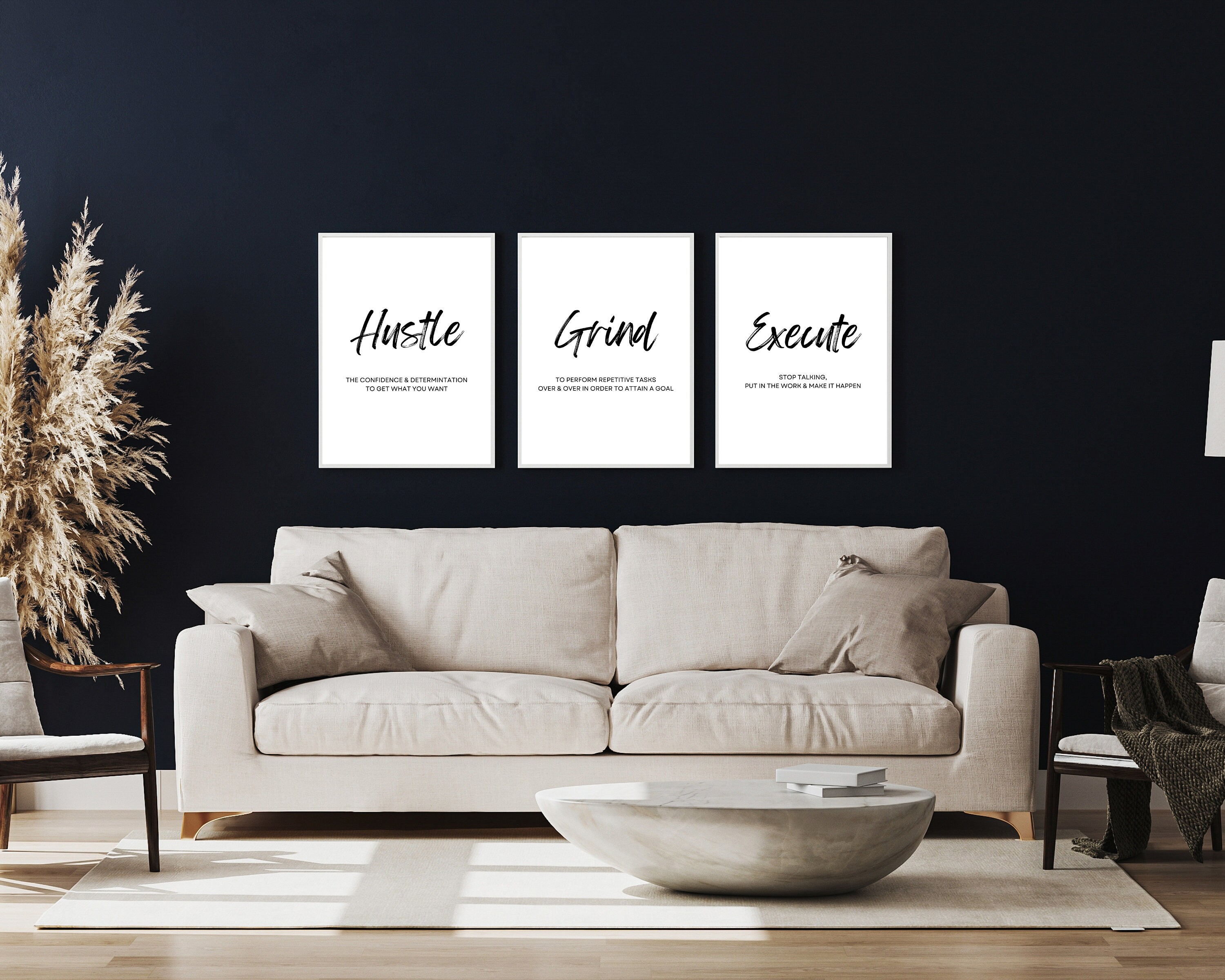 Hustle, Grind, Execute | Printable Wall Art | Motivational Phrases ...