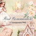 Elegant Watercolor First Communion Clipart Set, High-resolution Digital ...