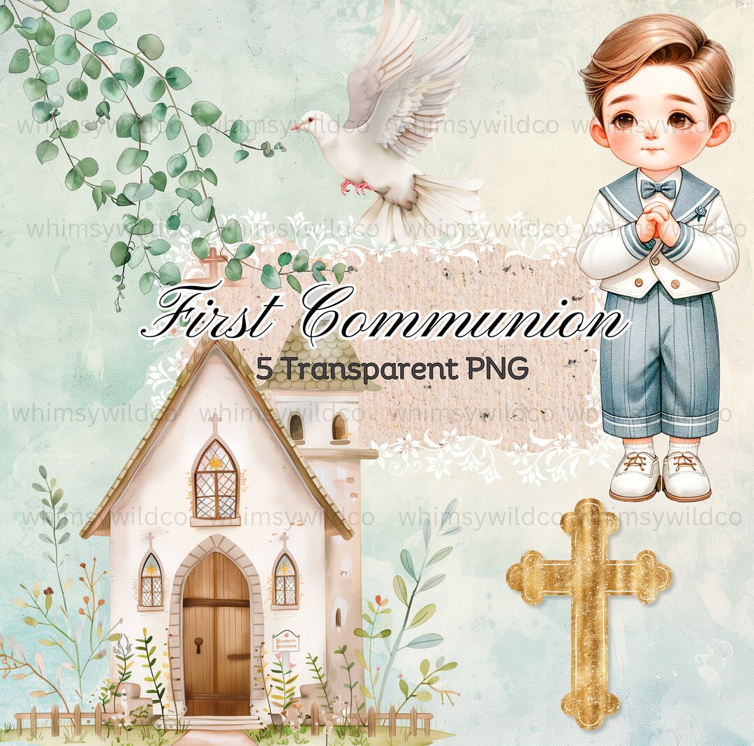 Watercolor First Communion Clipart for Instant Download: High-res ...