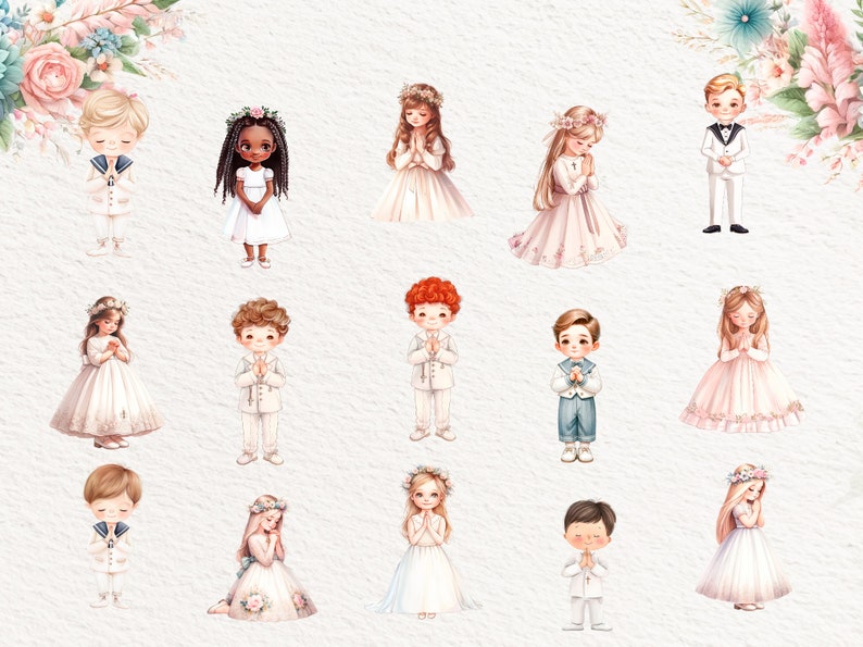 First Communion Watercolor Clipart Bundle | Digital Religious ...