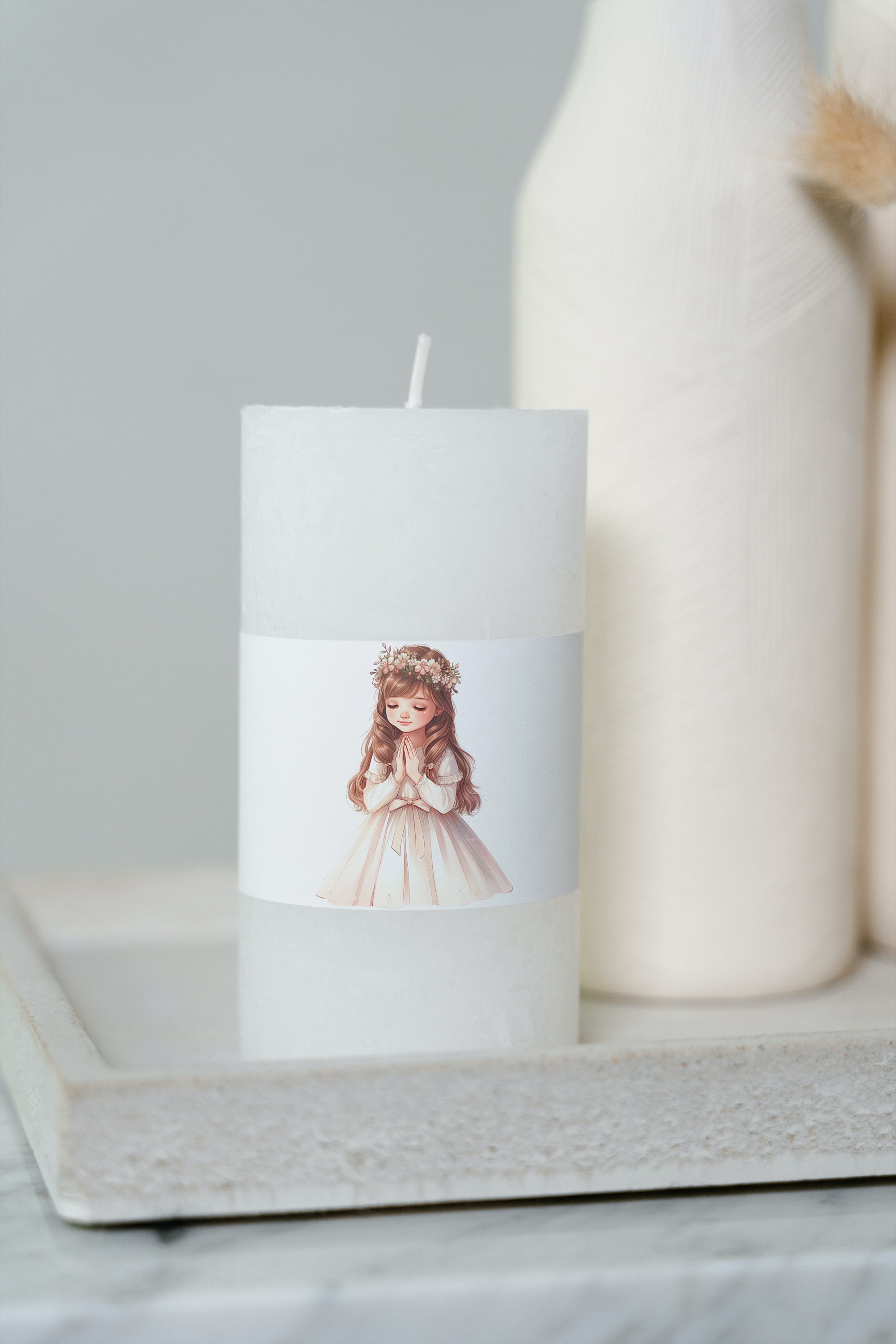 Elegant First Communion Girls Clipart: Praying Girl Graphics, Flower ...