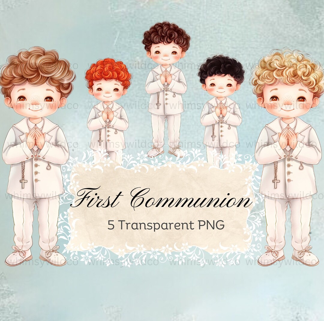 Elegant First Communion Boys Clipart Collection - 5 Praying Child ...