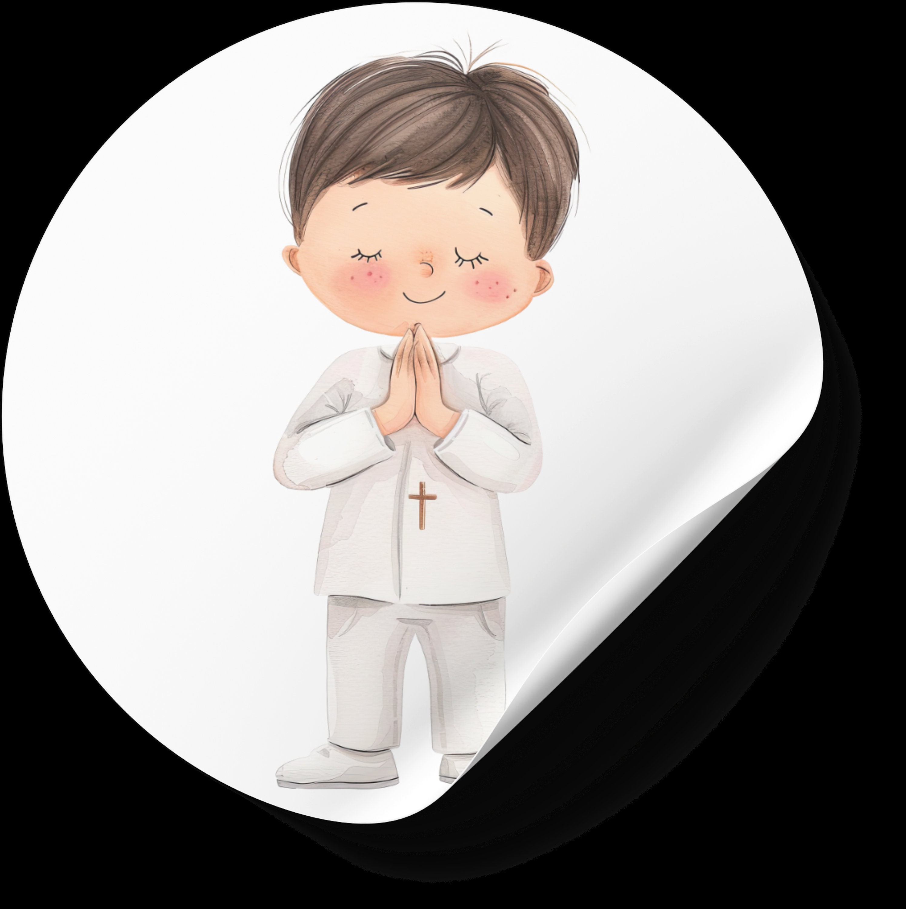 Pristine First Communion Boy Clipart: Delicate Watercolor Praying Child ...