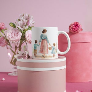 Watercolor Mother's Day Clipart Set - Mom With Children on a Walk ...