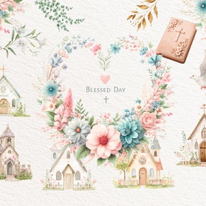 First Communion Watercolor Clipart Bundle | Digital Religious ...
