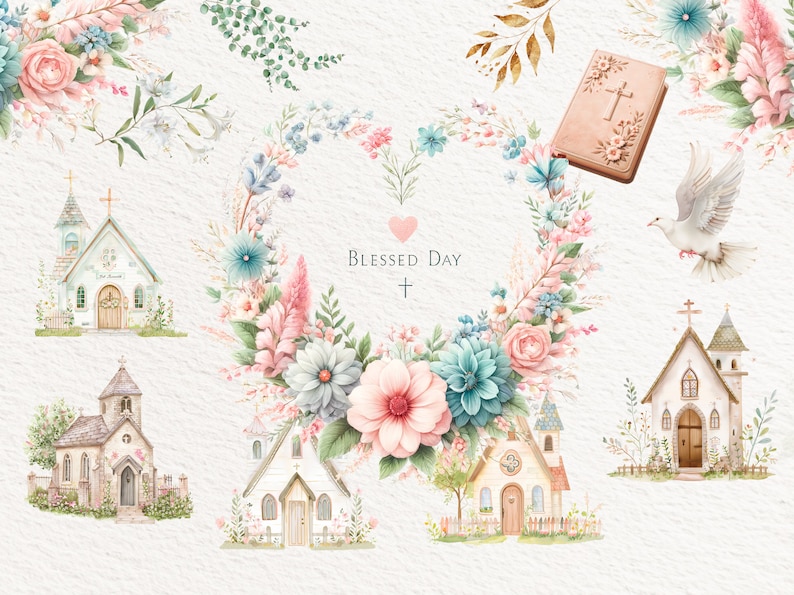 First Communion Watercolor Clipart Bundle | Digital Religious ...