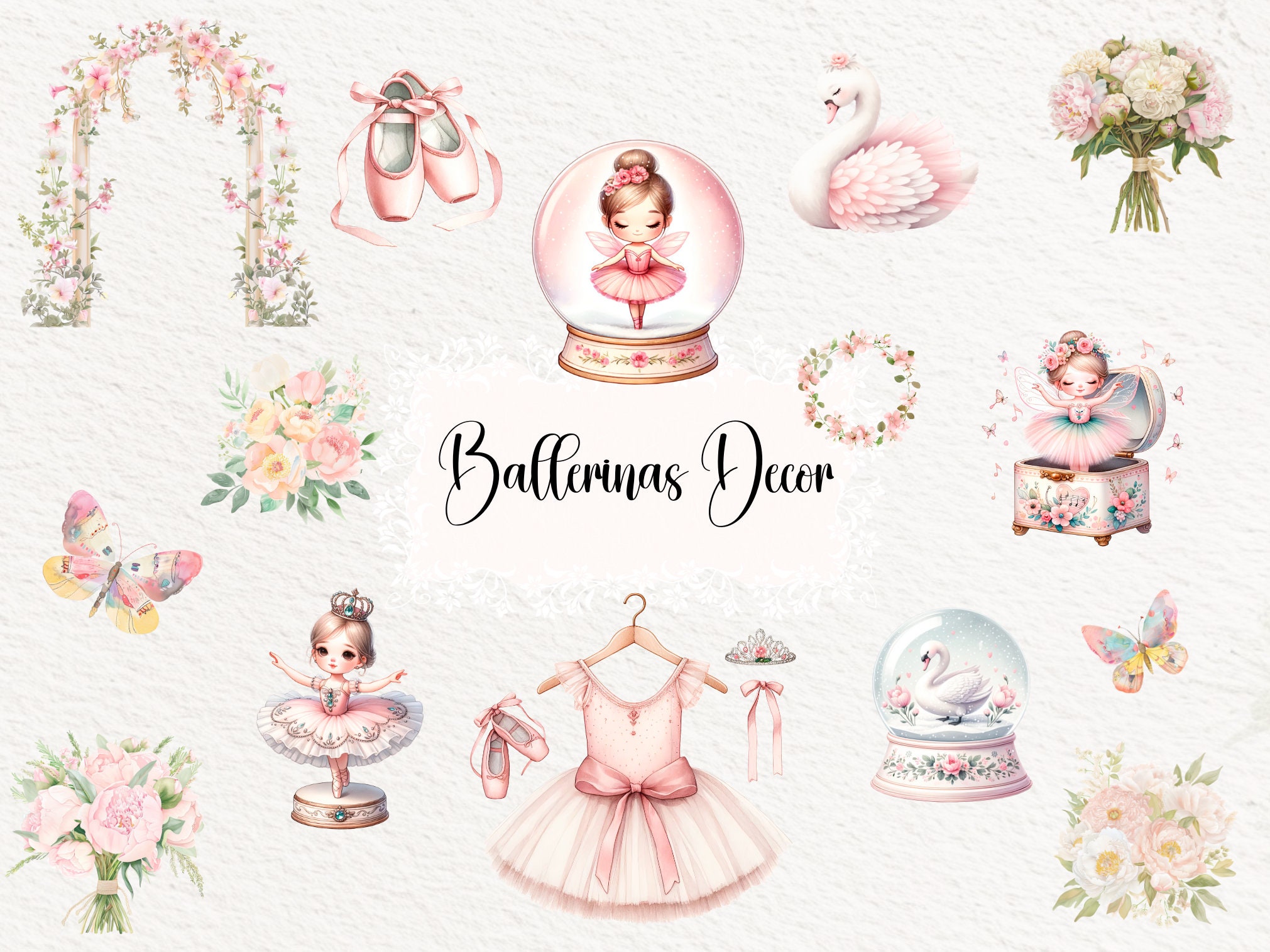 Enchanting Pink Ballerina Clipart Collection, Watercolor & SVG Dancer ...